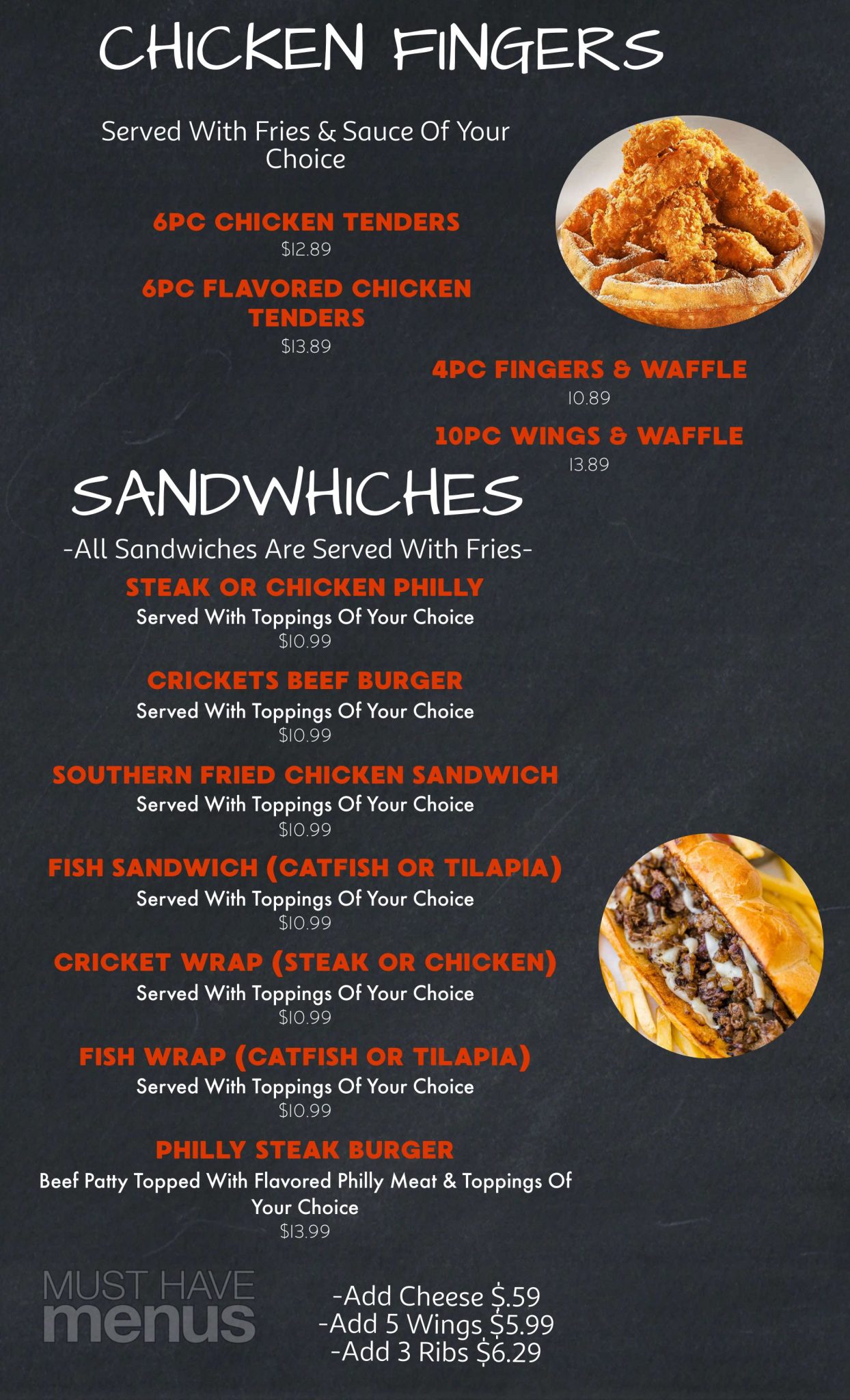 Menu | J.R. Crickets