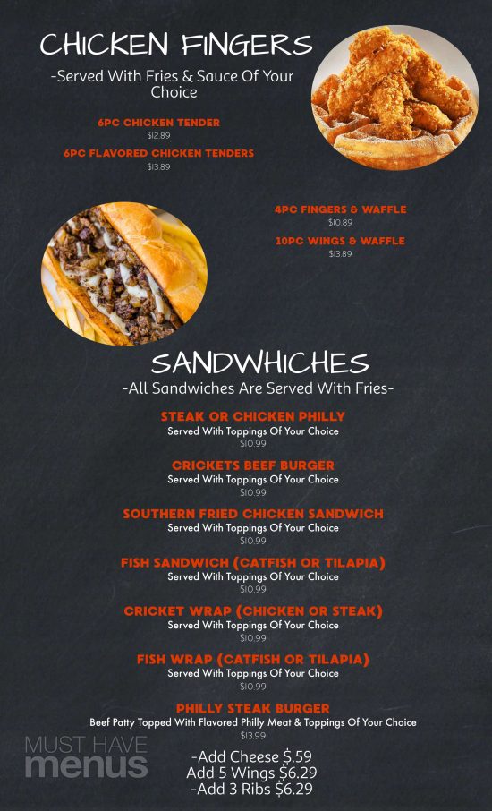 Menu | J.R. Crickets