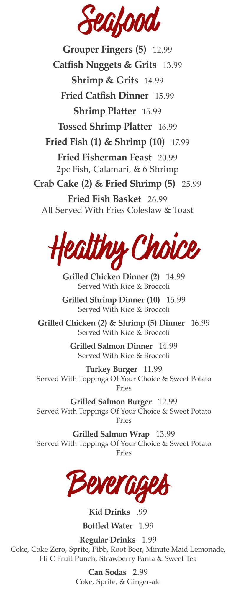 Menu | J.R. Crickets