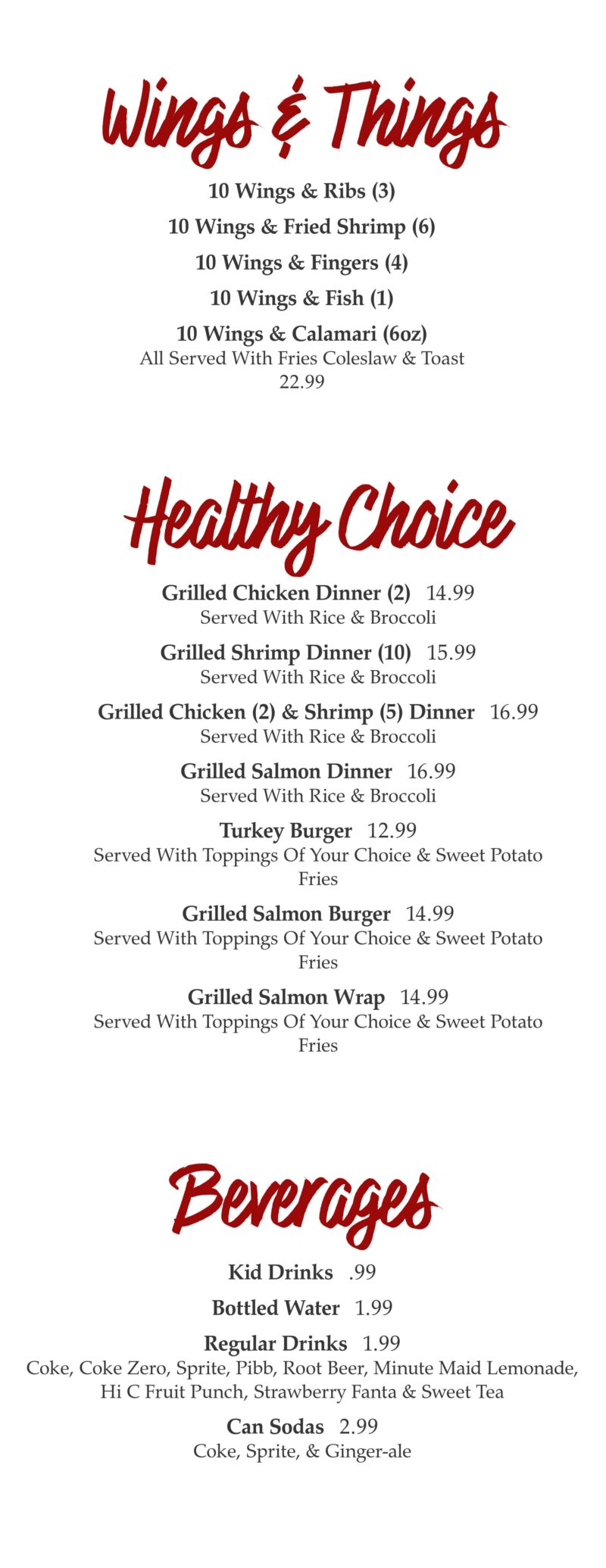 Menu | J.R. Crickets